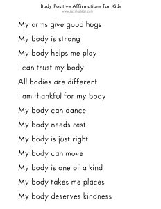 Body Positive Affirmations for Kids and Body Positive Craft – roz macLean